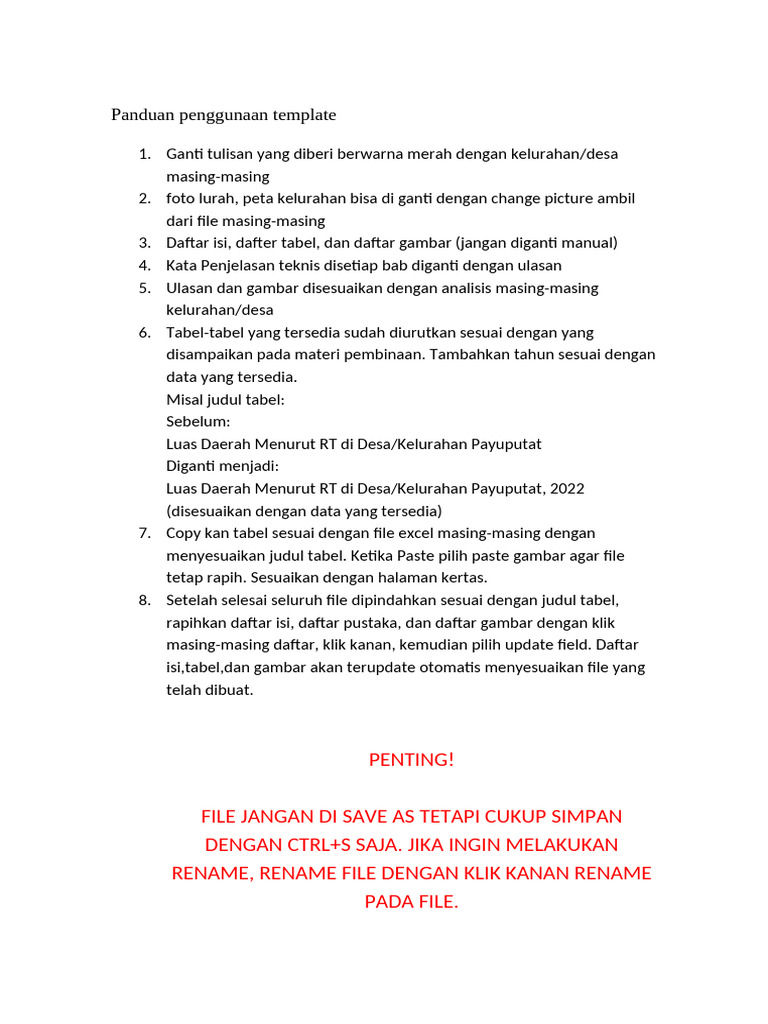 Panduan Penggunaan Template | PDF