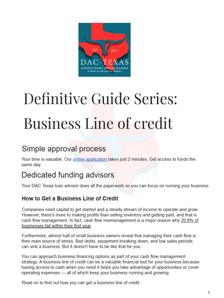 Definitive Guide On Getting A Business Line of Credit | PDF | Line Of ...