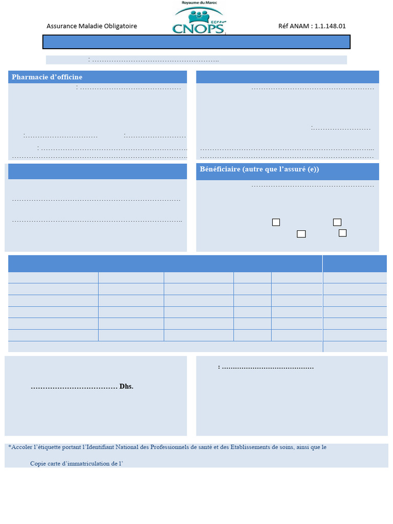 Demande de Prise en Charge Des M Dicaments CNOPS | PDF