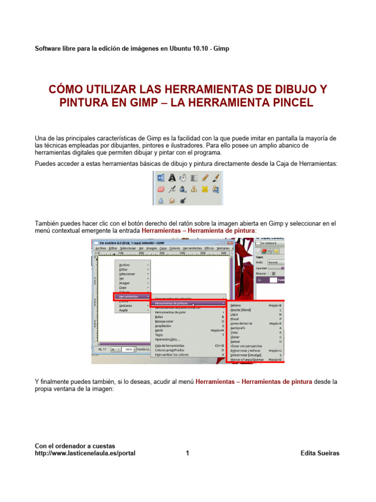 GIMP-Las Herramientas de Dibujo - Pincel | PDF