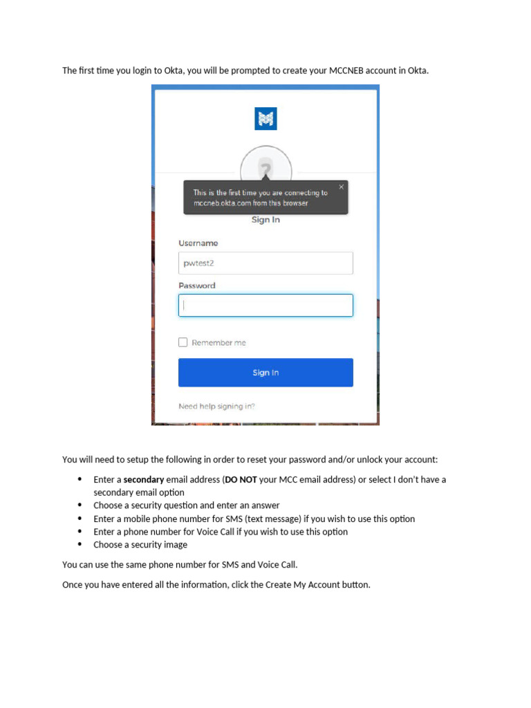 Configure Okta Password Reset | PDF
