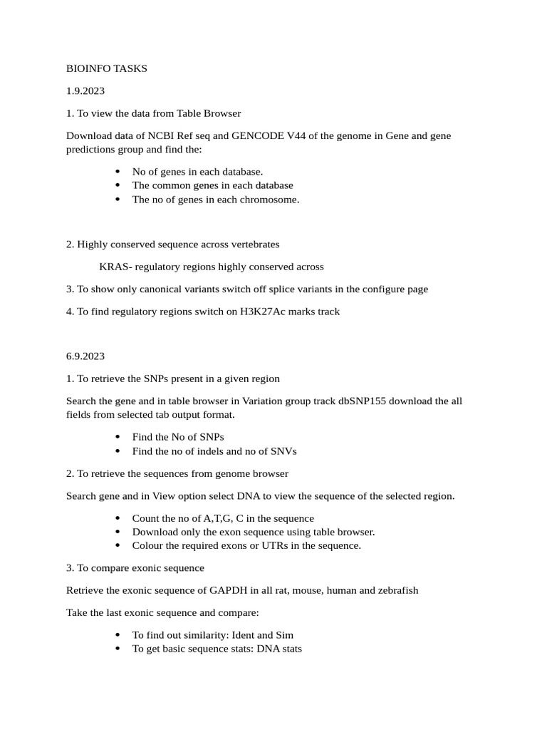 Bioinfo Tasks | PDF