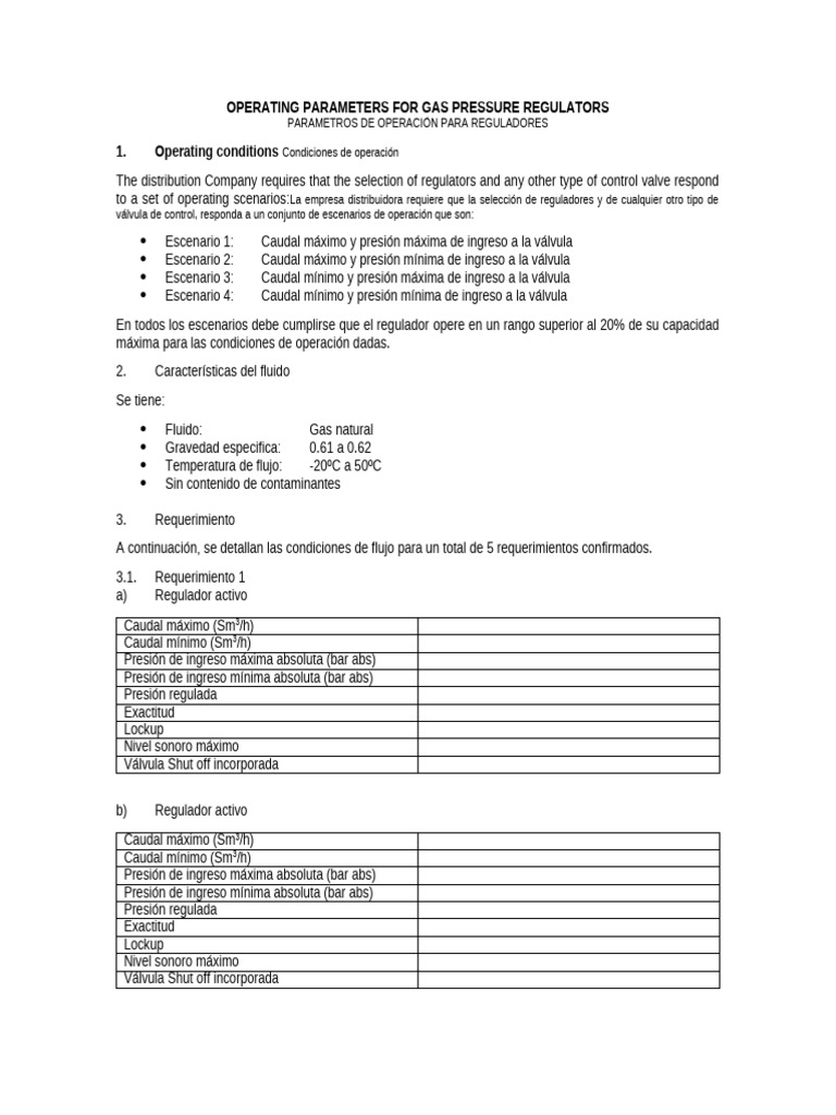 Condiciones de Operacion PRM | PDF