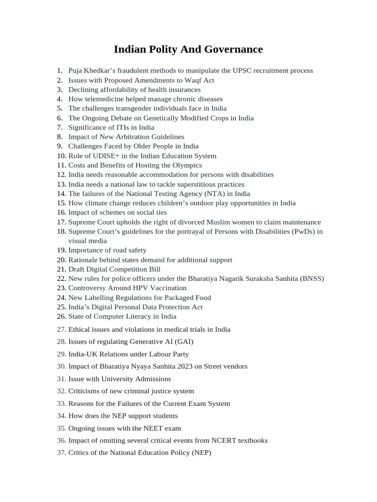 Indian Polity and Governance | PDF