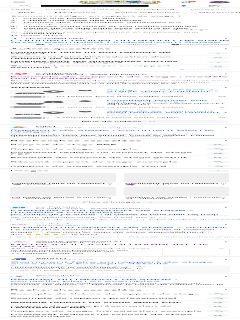 Comment Rédiger Un Rapport de Stage - Recherche Google | PDF