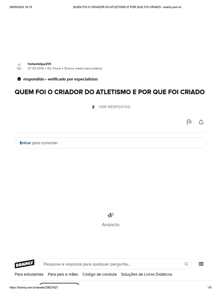 Quem Foi o Criador Do Atletismo e Por Que Foi Criado | PDF