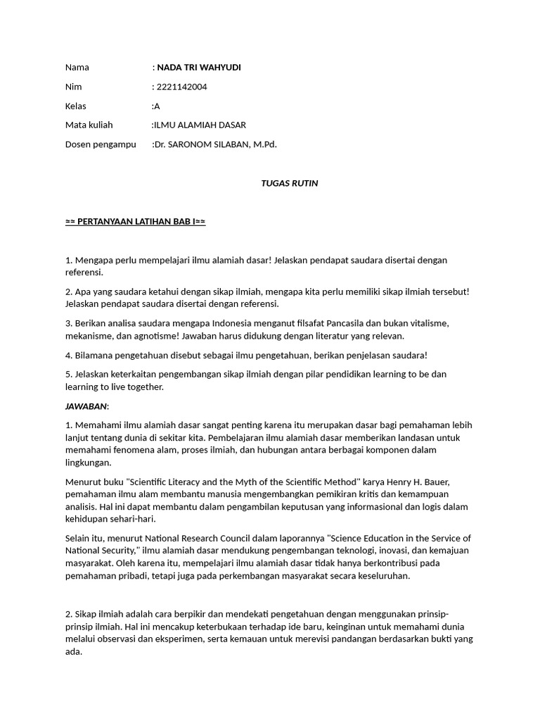 Tugas Rutin Iad Nada Tri | PDF