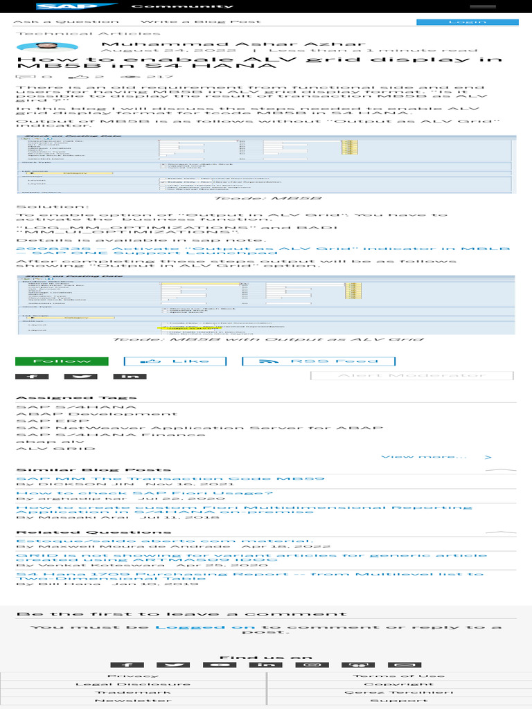 How To Enabale ALV Grid Display in MB5B in S4 HANA SAP Blogs | PDF
