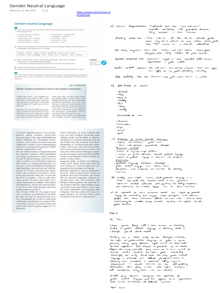 Gender Neutral Language | PDF