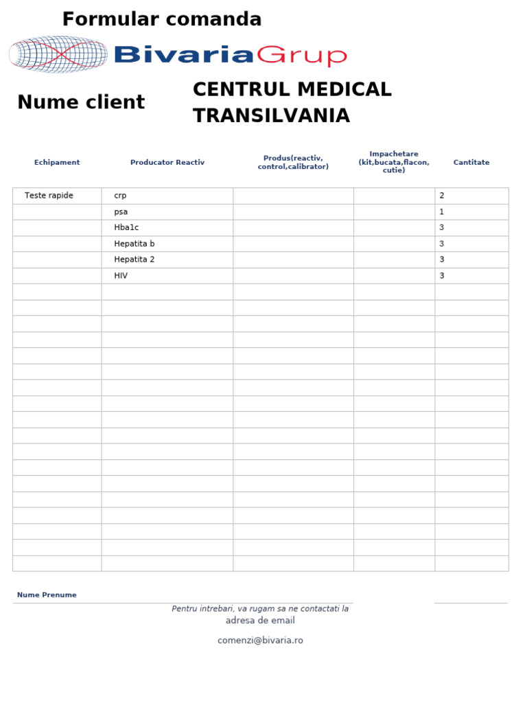 28 Formular Comanda Bivaria | PDF