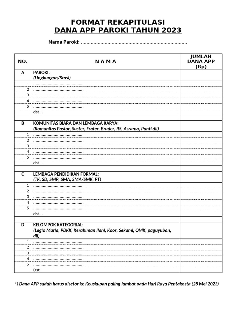 Format App Paroki 2023 | PDF