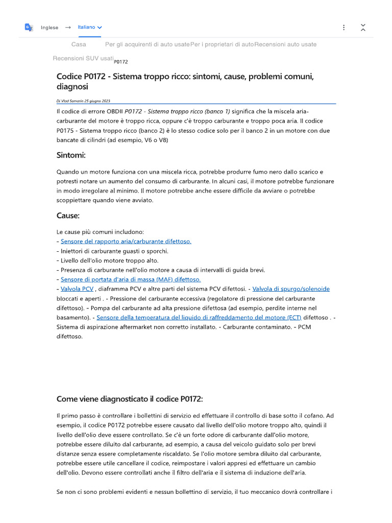 Codice P0172 | PDF