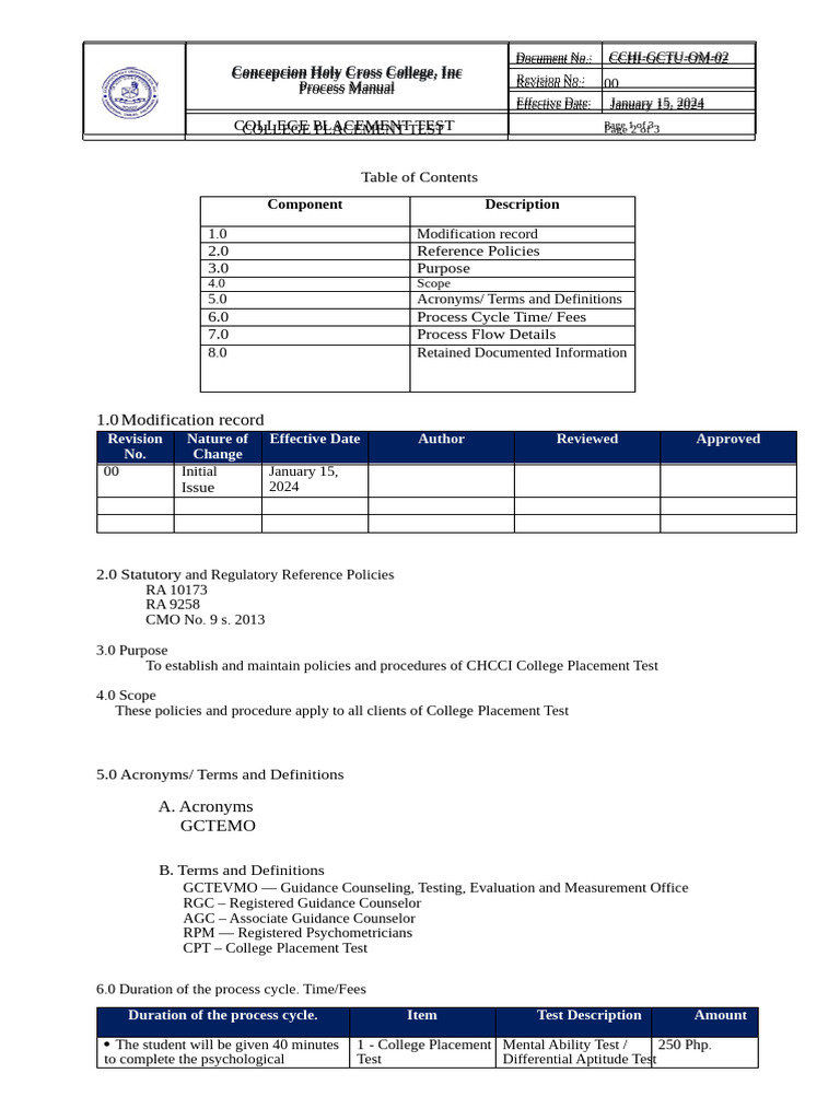 College Admission Test Procedure | PDF