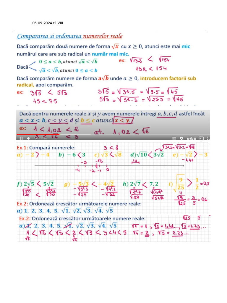 Compararea Numerelor Reale. | PDF