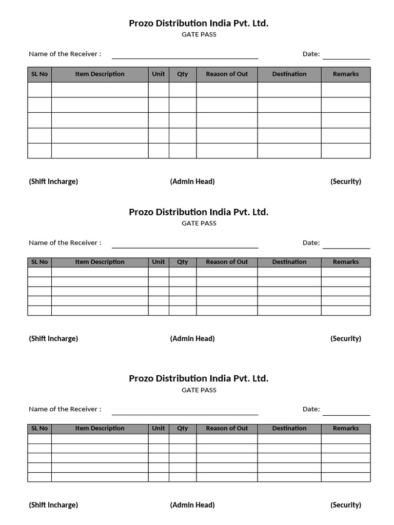Gate Pass | PDF
