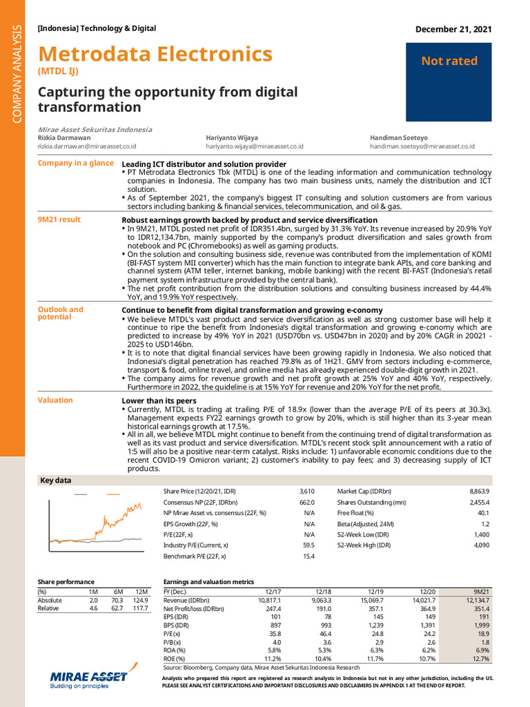 Metrodata Electronics: Capturing The Opportunity From Digital ...