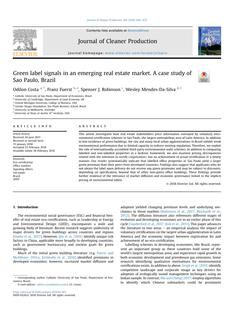 Green Label Signals in An Emerging Real | PDF | Green Building ...