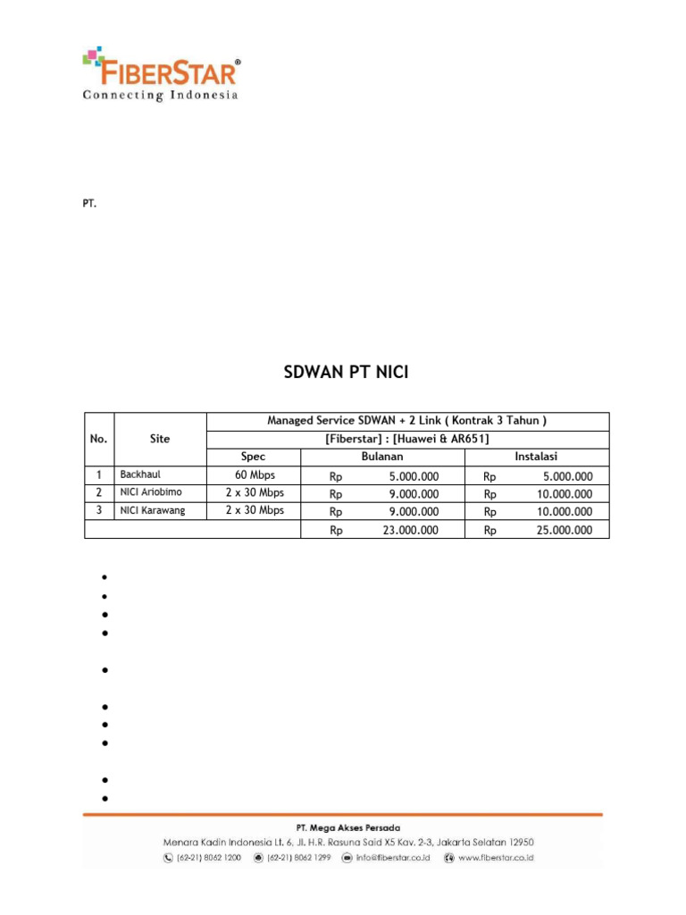 Quotation SDWAN FiberStar-Indofood Grup PT NICI | PDF