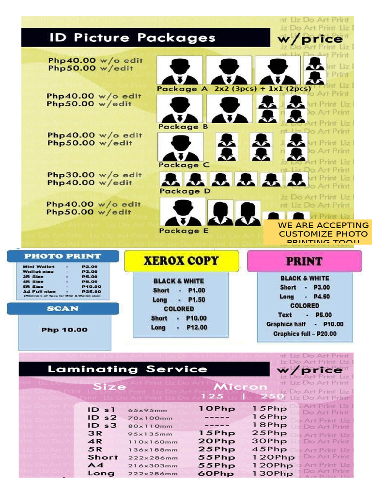 Print Prices | PDF