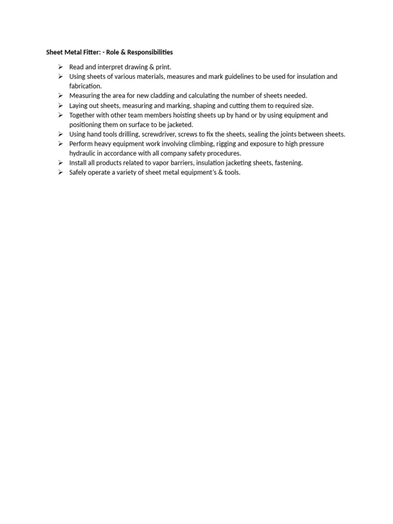 Sheet Metal Fitter | PDF