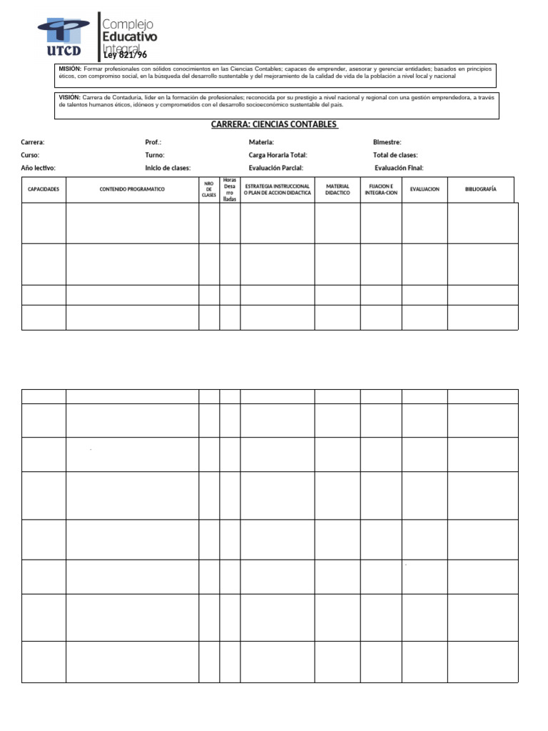 UTCD PLANEAMIENTO BIM. CIENCIAS CONTABLES | PDF