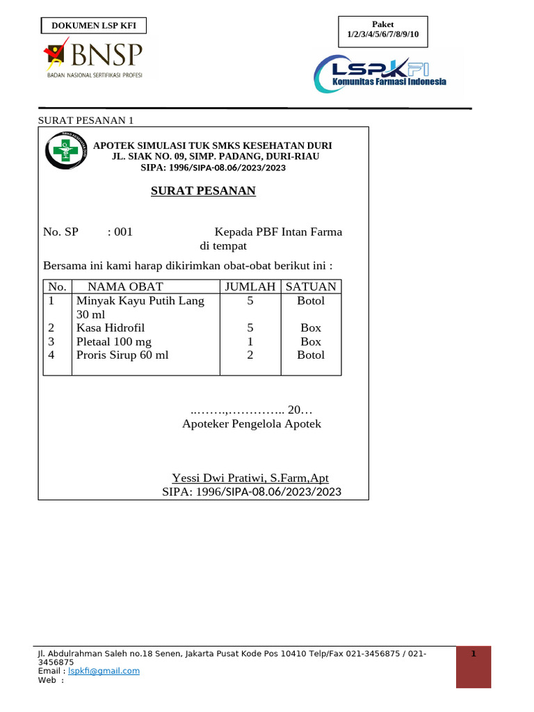 Surat Pesanan 2023 Edit | PDF