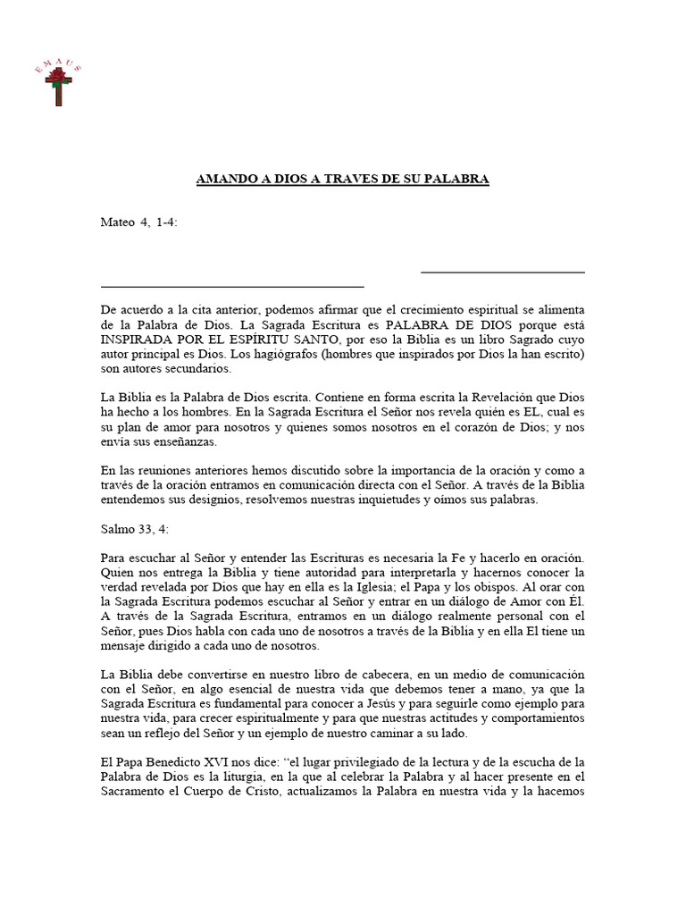 Amando a Dios a través de Su Palabra | PDF | Biblia | Cristo (título)