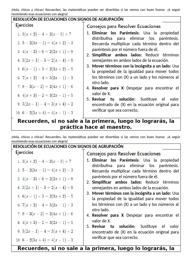 Ecuaciones Con Signos de Agrupación | PDF