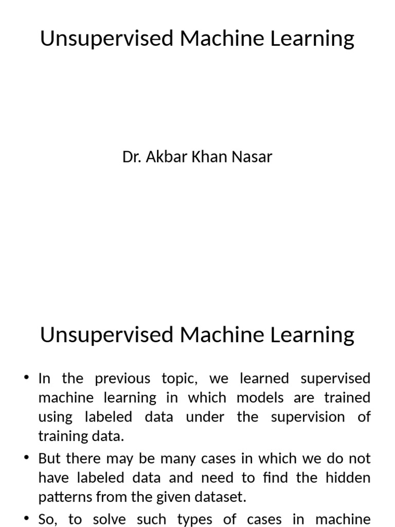 Unsupervised Machine Learning | PDF