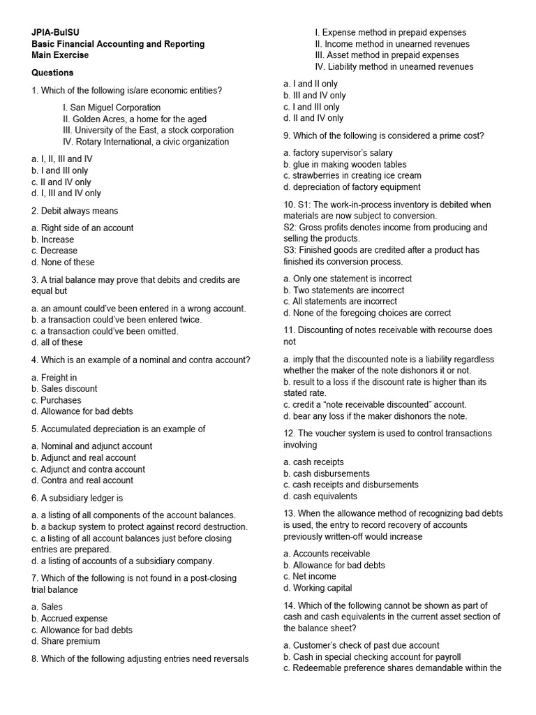 BFAR Main Exercise | PDF