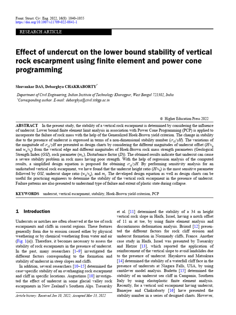 Effect of Undercut On The Lower Bound Stability of Vertical | PDF