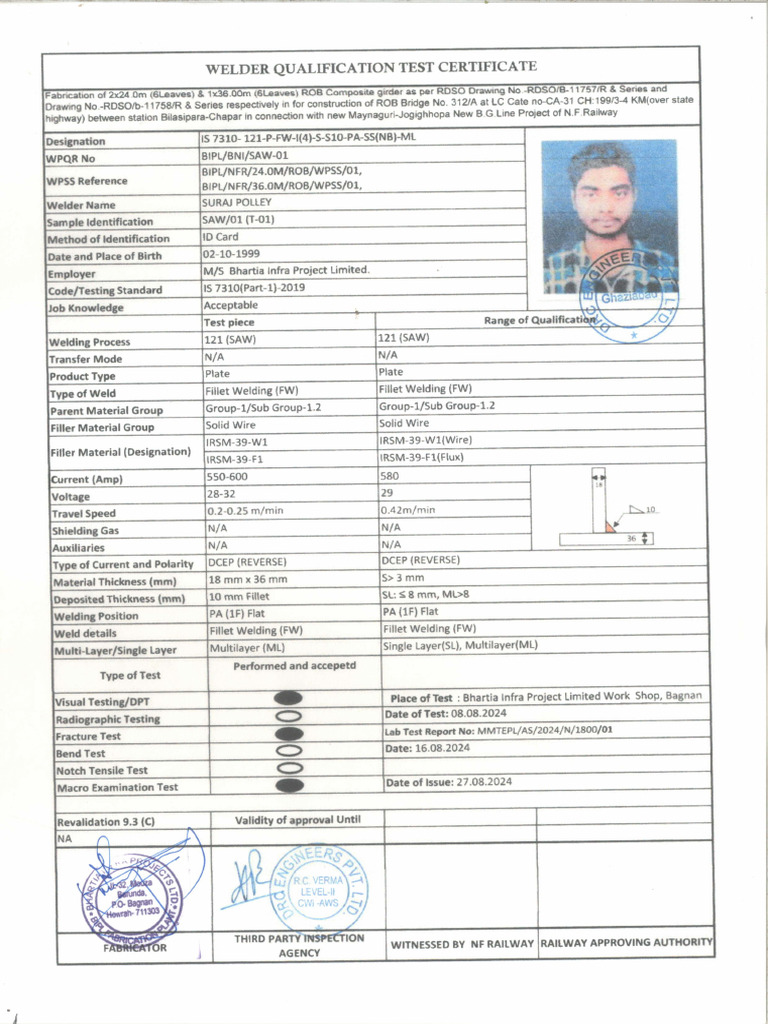 BN Infra WPQR Sheet | PDF