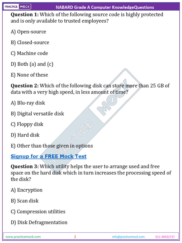 NABARD Grade A Computer Knowledge Questions | PDF