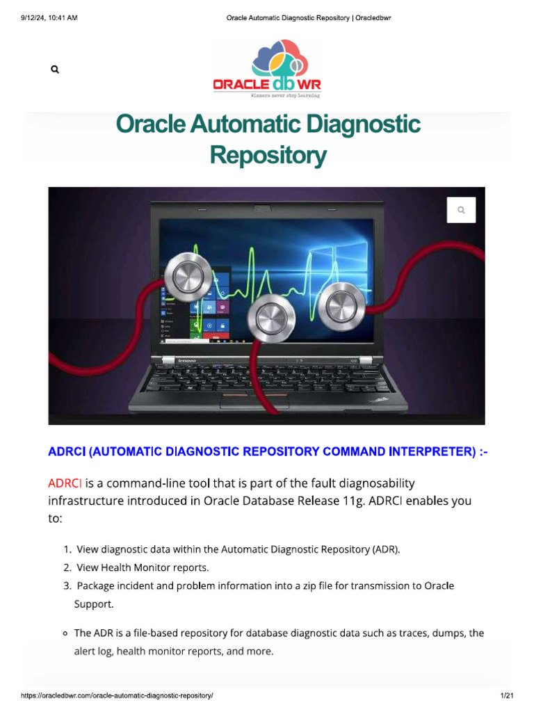 ADRCI-Oracle Automatic Diagnostic Repository Command Intepreter | PDF