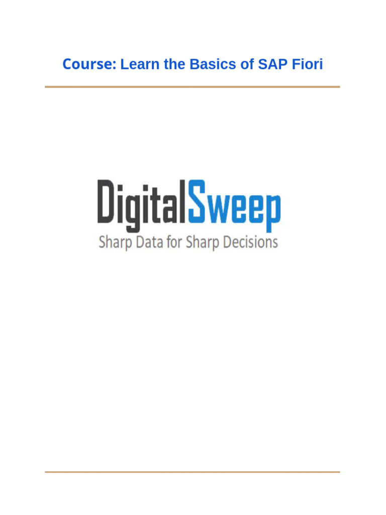 Learn the Basics of SAP Fiori | PDF