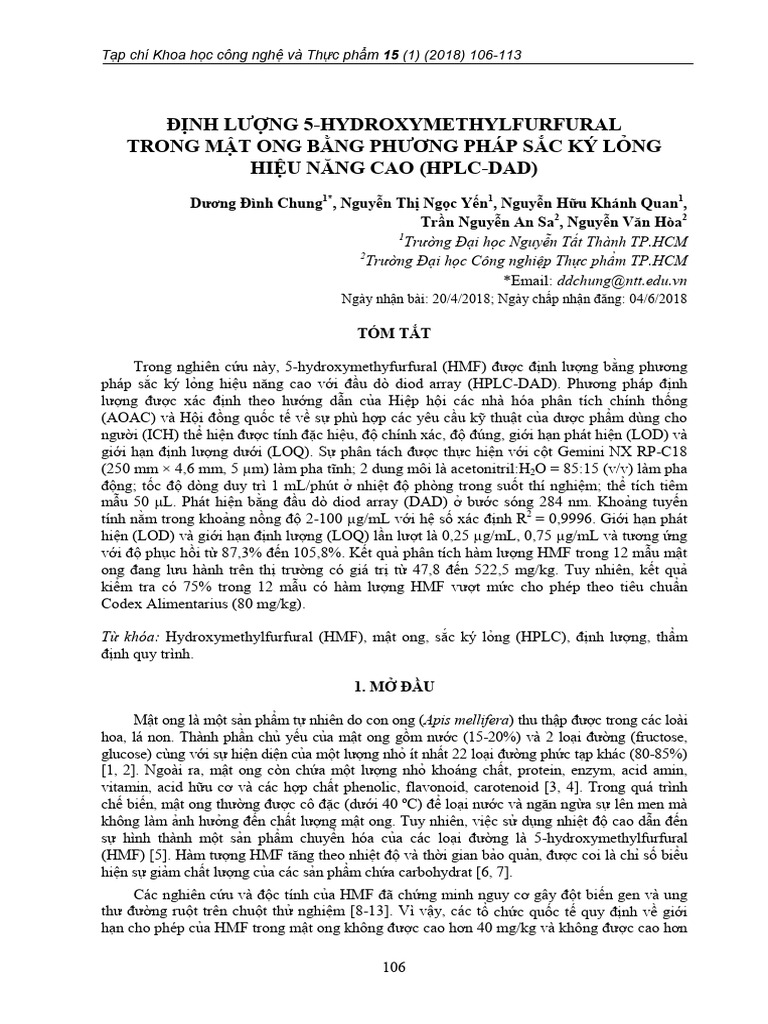 11 - 106-113 Tạp Chí Khoa Học Công Nghệ Và Thực Phẩm 15 (1) (2018) 106-113 | PDF