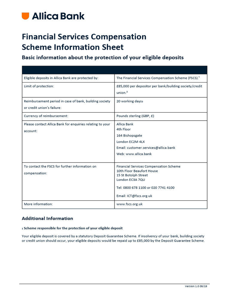 FSCS information sheet | PDF