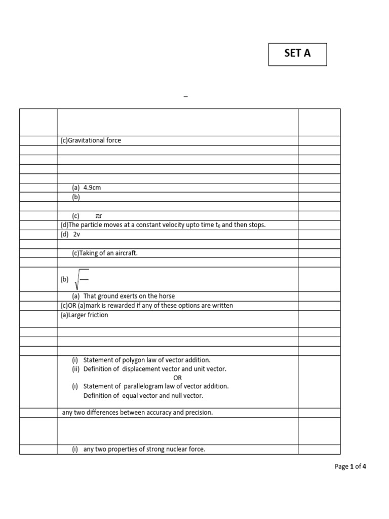 Class Xi Physics Half-Yearly-Examination Ms Set A-1 | PDF