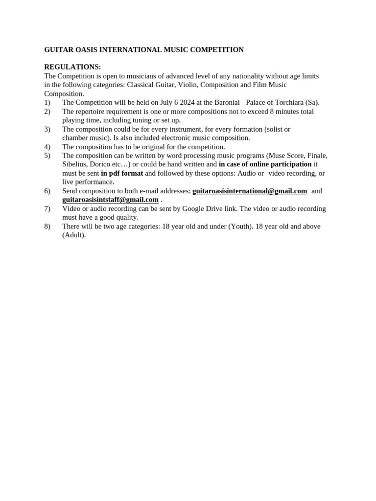Guitar Oasis International Composition Rules | PDF
