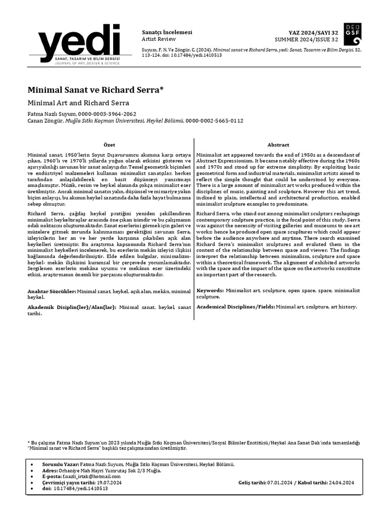 Minimal Sanat Ve Richard Serra | PDF