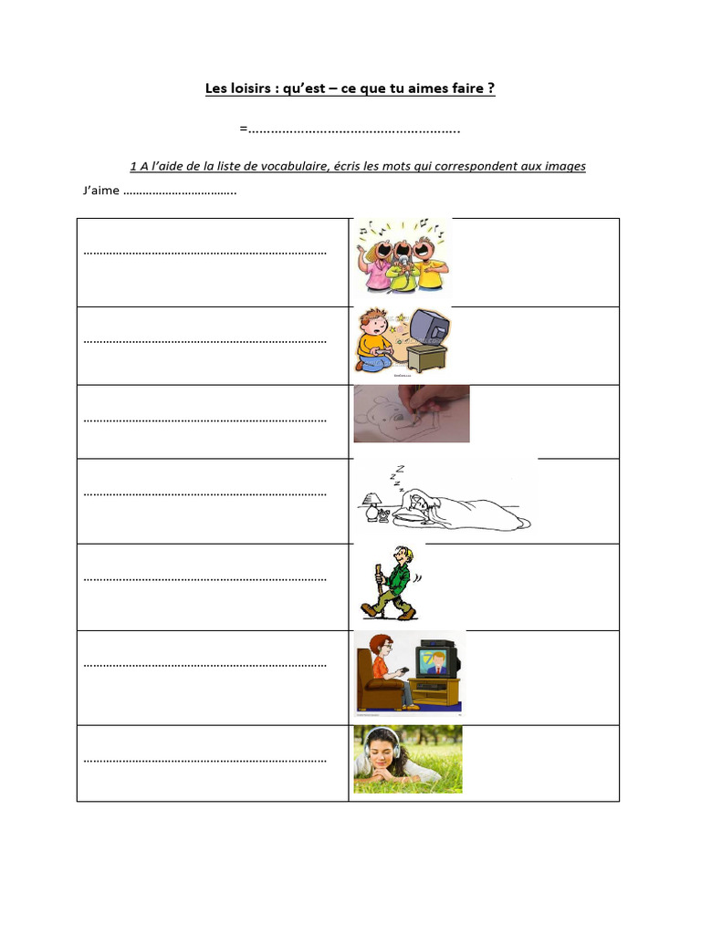 Les Loisirs Et Verbes en ER - Exercices | PDF