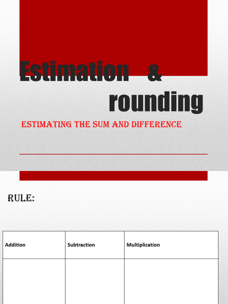 Sum and Difference (Estimation) | PDF