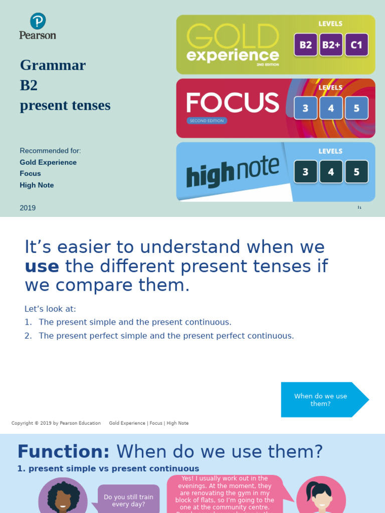 Grammar B2 - 1 Present Tenses - Presentation | PDF
