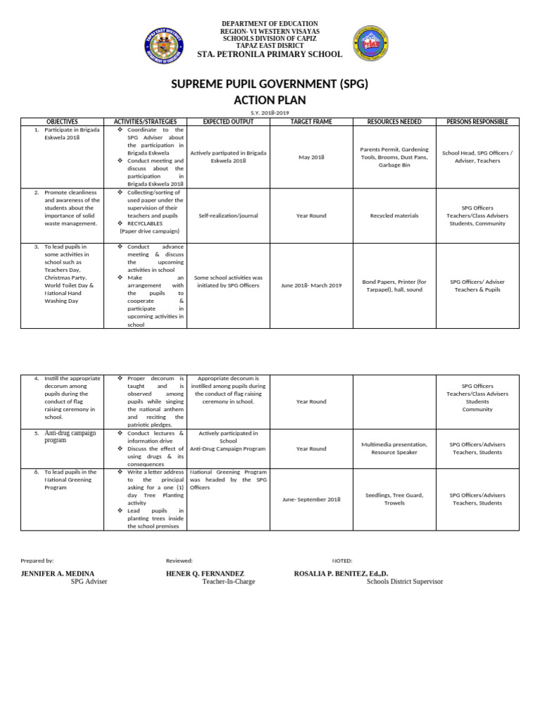 SPG Action Plan 2018 | PDF