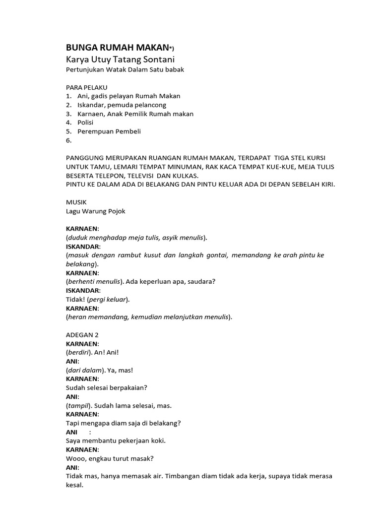 EDIT Naskah BUNGA RUMAH MAKAN | PDF