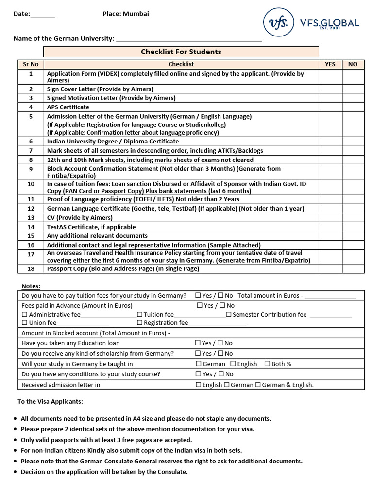 New Checklist For Visa File | PDF | Travel Visa | Career & Growth