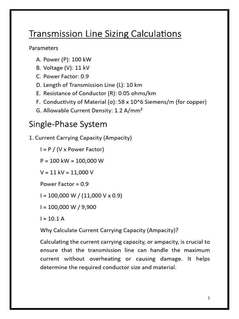 Transmission line sizing | PDF