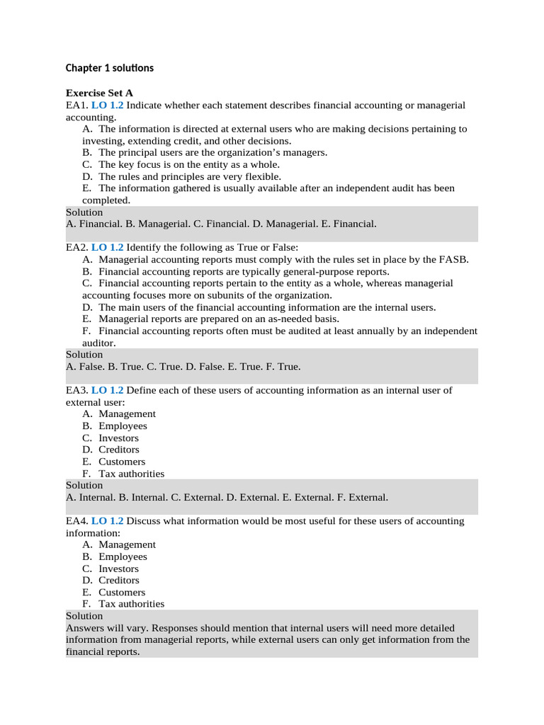 CH 1 Exercise Set A | PDF