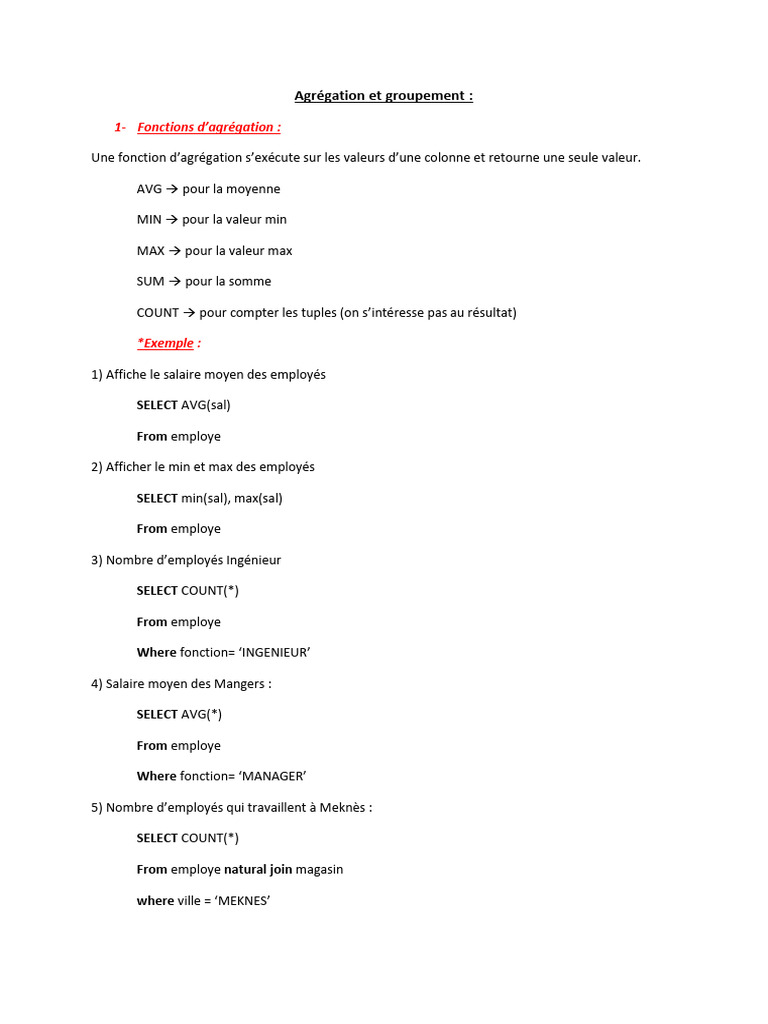 Agrégation Et Groupement | PDF