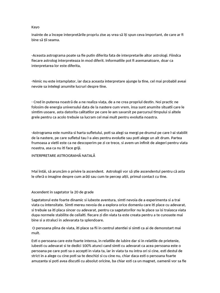 Interpretare Astrogramă Natală Sagetator | PDF | Self-Improvement